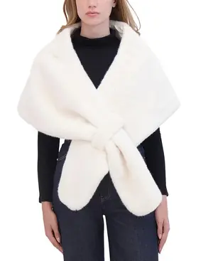 LYLA GRANT Faux Fur Mink Stole White