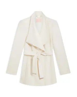 Ted Baker London Rosess Wool Blend Wrap Coat - Ivory