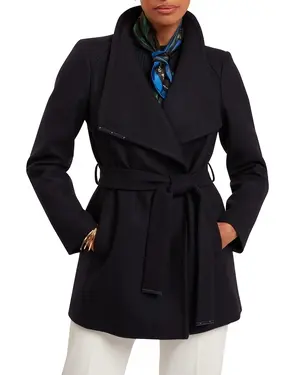 Ted Baker London Rosess Wool Blend Wrap Coat - Navy