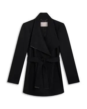 Ted Baker London Rosess Wool Blend Wrap Coat - Navy