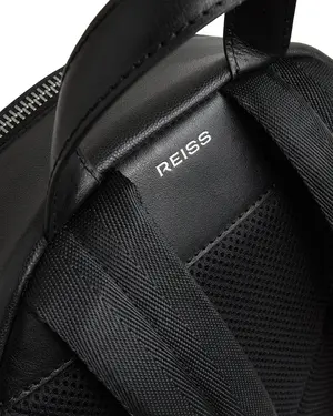 REISS Micro Grain Leather Backpack - Black