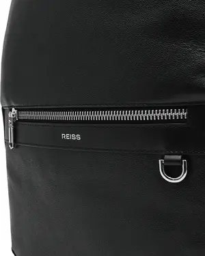 REISS Micro Grain Leather Backpack - Black
