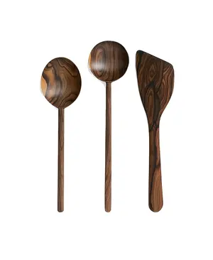 ITZA WOOD Handcarved Kitchen Utensils Set Of 3 - Brown