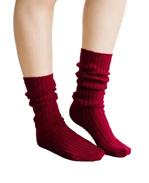 KIP Merino Cashmere Sleep Socks Crimson