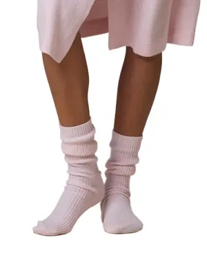KIP Merino Cashmere Sleep Socks - Pink Peony