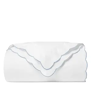 SFERRA Limana Scalloped Duvet Cover, Full/queen - White/sea