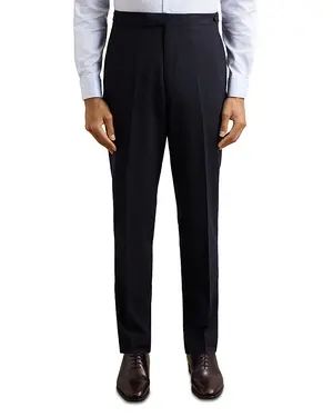 REISS Textured Weave Slim Fit Trousers - Navy