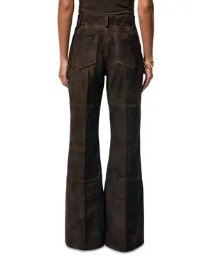 REISS High Rise Suede Flare Leg Trousers