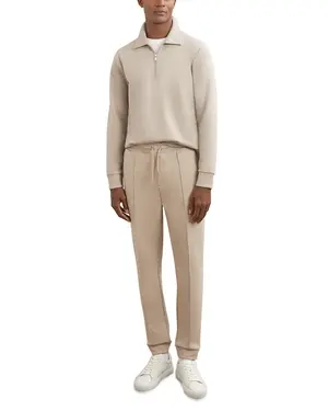 REISS Interlock Half Zip Sweater - Stone