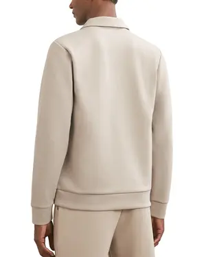 REISS Interlock Half Zip Sweater - Stone