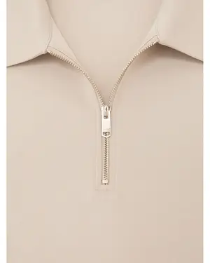 REISS Interlock Half Zip Sweater - Stone