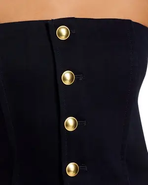 Paige Ronan Strapless Denim Top With Gold-tone Buttons - Control
