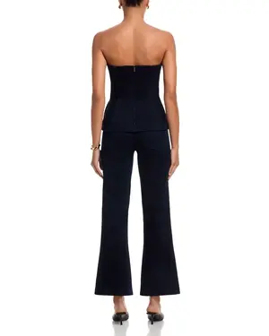 Paige Ronan Strapless Denim Top With Gold-tone Buttons - Control