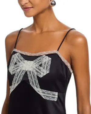 LoveShackFancy Isolie Lace Bow Crepe Maxi Dress - Black