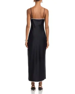 LoveShackFancy Isolie Lace Bow Crepe Maxi Dress - Black