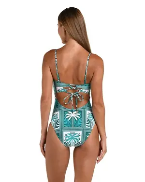 SUNSHINE 79 Patchwork Palms Bandeau One Piece