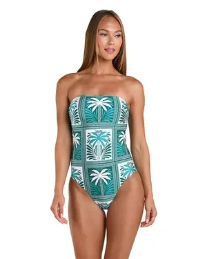 SUNSHINE 79 Patchwork Palms Bandeau One Piece