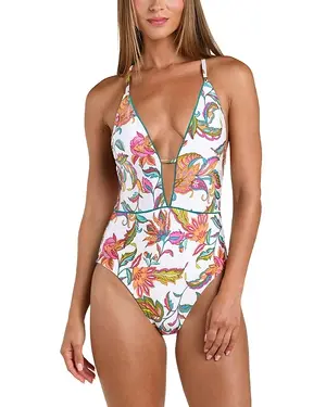 SUNSHINE 79 Wild Vines V-plunge One-piece Swimsuit - Multi