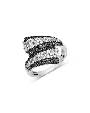 Bloomingdale'S 14k Black And White Diamond Bypass Ring 1.0 Tcw - White Gold