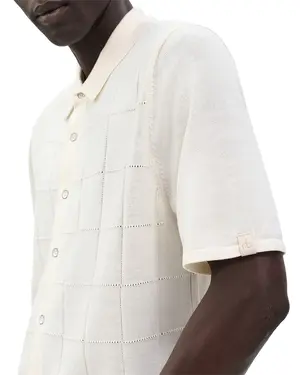 Rag & Bone Dalton Window Pane Short Sleeve Shirt - Ivory