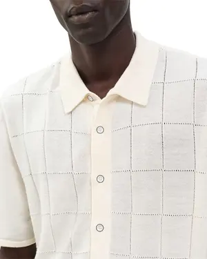 Rag & Bone Dalton Window Pane Short Sleeve Shirt - Ivory