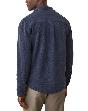 Marine Layer Pacifica Stretch Twill Overshirt - Navy Herringbone