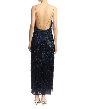 Stella McCartney Lurex Tinsel Slip Dress - Navy