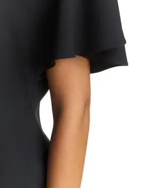 Stella McCartney V-neck Satin Midi Dress With Draped Sleeves - Black