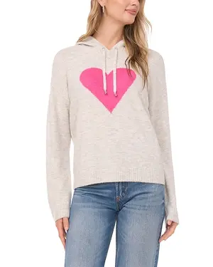 Vince Camuto Heart Motif Hoodie - Silver Heather
