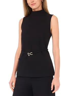 Vince Camuto Mock Neck Sleeveless Top - Rich Black