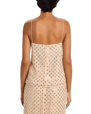 MILLY Rylan Sequin Embroidered Tank Top - Nude