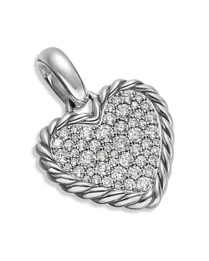 David Yurman Sterling Pave Diamond Heart Amulet - Silver