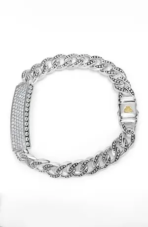 Lagos Anthem Pavé Diamond Bar Curb Chain Bracelet
