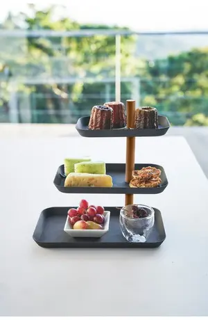 YAMAZAKI 3-tier Display Tray - Walnut
