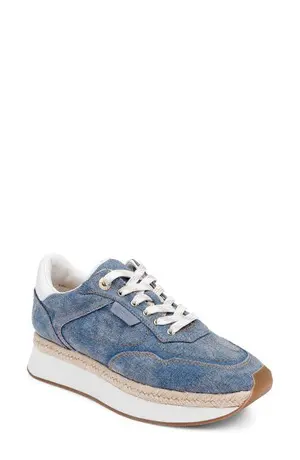 L'Agence Ivone Platform Sneaker - Light Denim