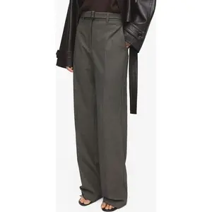 Mango Belted Pleated Straight-leg Pants - Brown