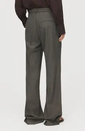 Mango Belted Pleated Straight-leg Pants - Brown
