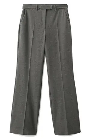 Mango Belted Pleated Straight-leg Pants - Brown
