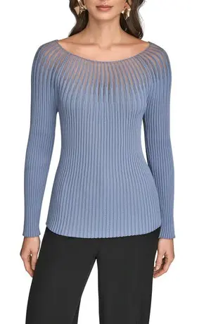 Donna Karan New York Mixed Media Knit Top