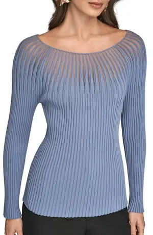Donna Karan New York Mixed Media Knit Top