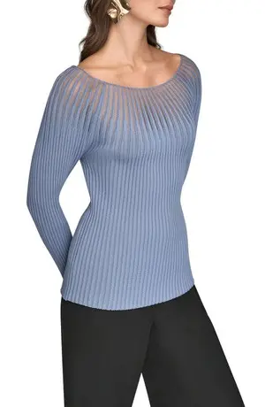Donna Karan New York Mixed Media Knit Top