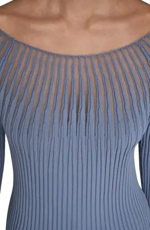 Donna Karan New York Mixed Media Knit Top