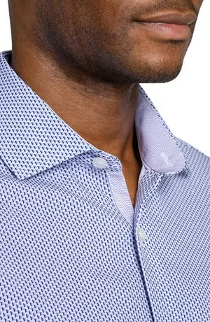 W.R.K Slim Fit Tile Print Performance Dress Shirt - White/purple