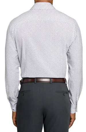 W.R.K Slim Fit Duo Geo Print Performance Dress Shirt - White/black/red