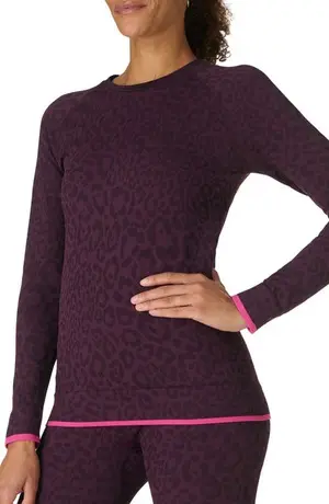 Sweaty Betty Animal Print Base Layer Top - Purple Leo Jacquard