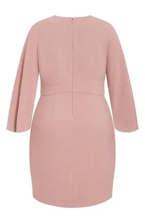 City Chic Malani Pleated Long Sleeve Sheath Dress