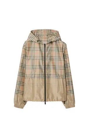 Burberry Gradient Check Relaxed Fit Hooded Jacket