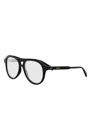 Celine 54mm Thin Pilot Optical Glasses - Shiny Black