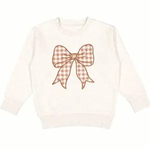 SWEET WINK Gingham Bow Patch Sweatshirt - Natural