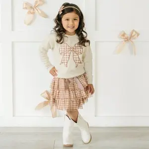 SWEET WINK Gingham Bow Patch Sweatshirt